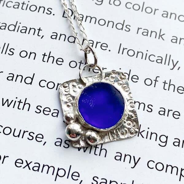 Cobalt Blue Sea Glass Necklace - Etsy