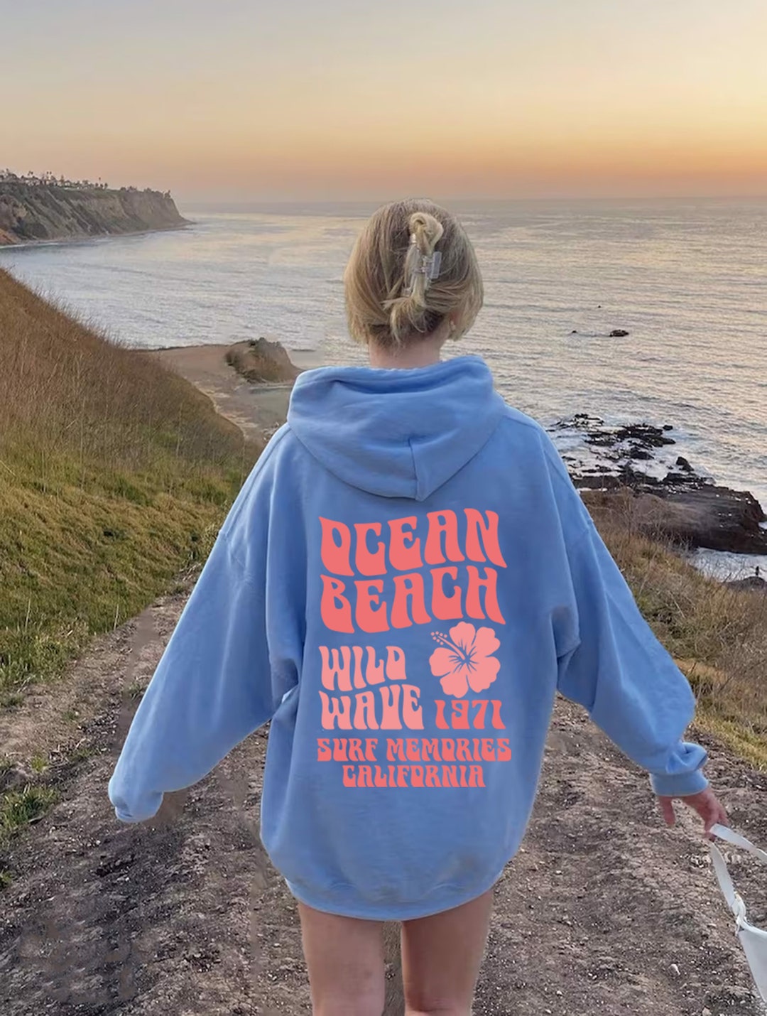 Ocean Beach Trend Oversized Hoodie Pinterest Unisex Cozy Sweatshirt