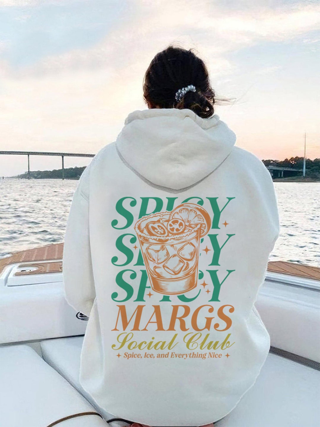 Spicy Margs Social Club Cute Aesthetic Hoodie Preppy White Cute Drink ...