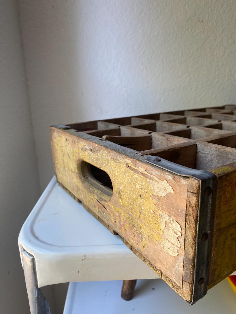 Vintage 1960's Coca Cola Wooden Crate: Yellow & Red Soda Display - Etsy