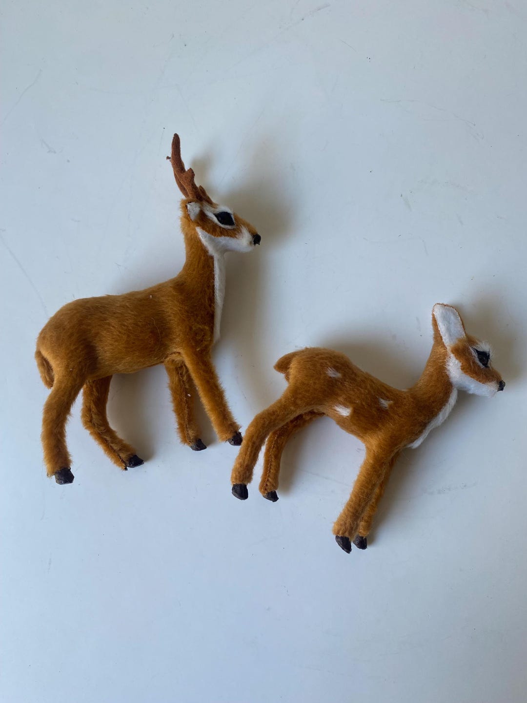 Vintage Kitsch Flocked Deer Figurines, Winter Holiday Decor (set of Two ...