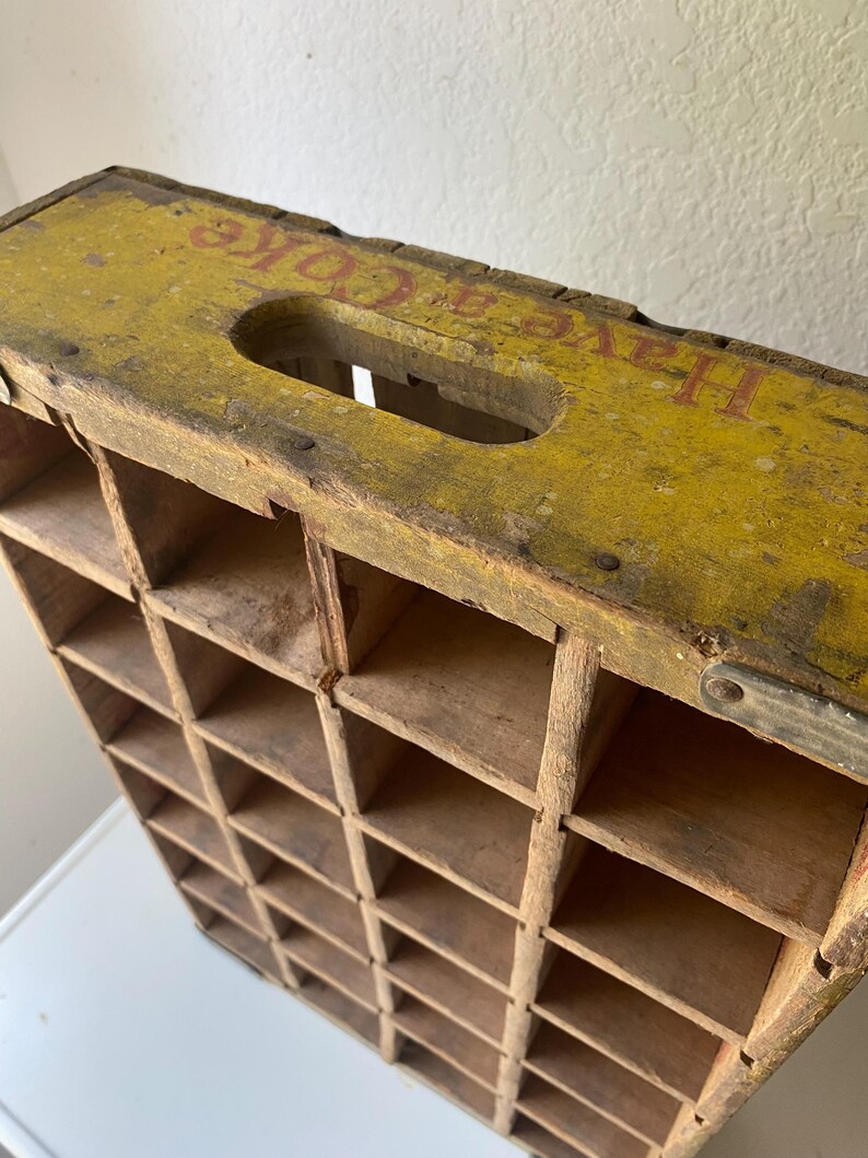 Vintage 1960's Coca Cola Wooden Crate: Yellow & Red Soda Display - Etsy