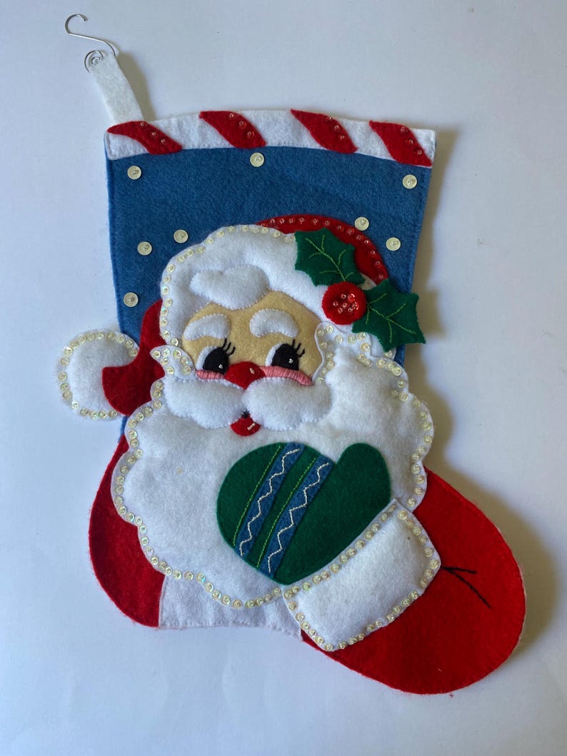 Bucilla “santa Face" Christmas Stocking With Rosy Cheeks: Finished ...