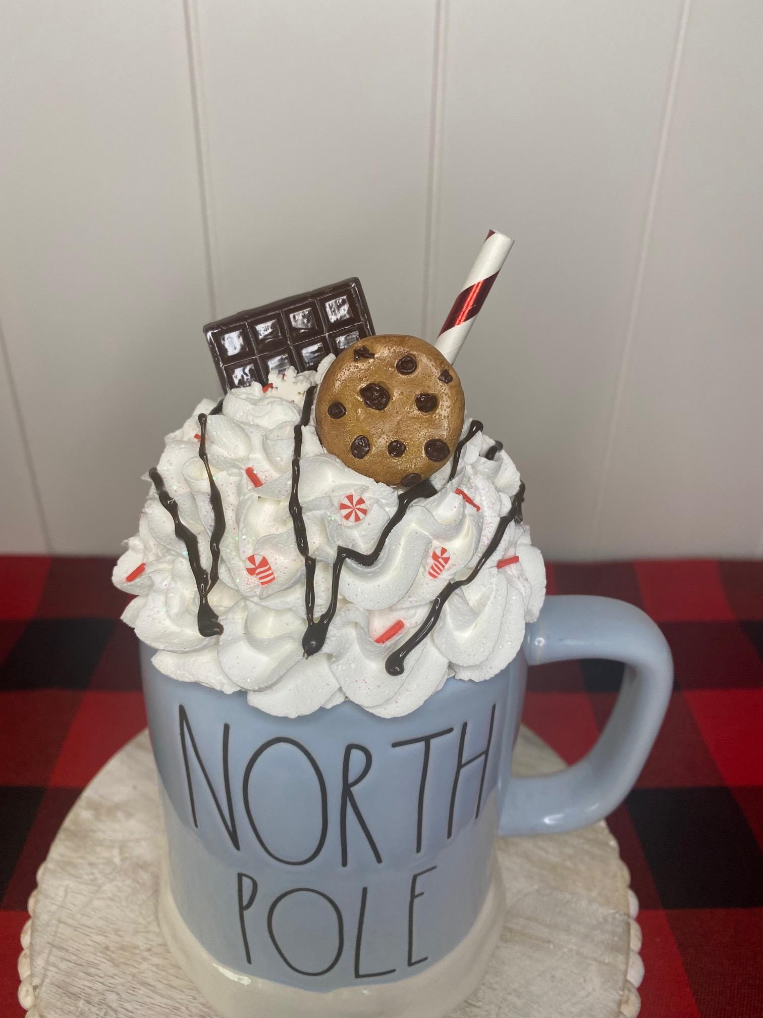 North Pole Mug Topper - Chocolate Bar and Cookie Mug Topper - Whipped Cream Mug Topper - Etsy