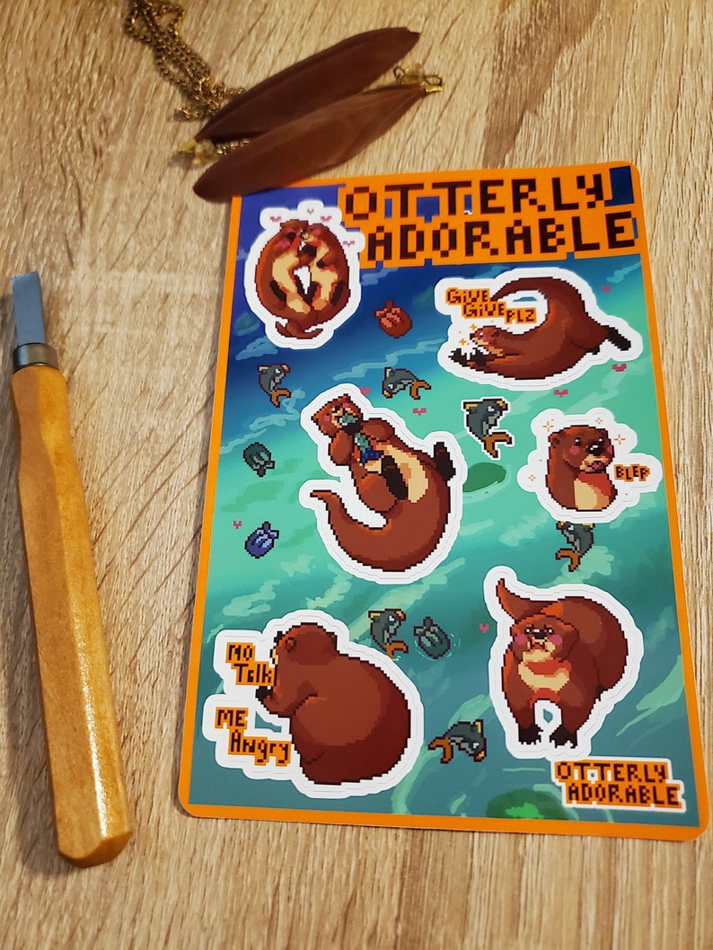 Pixel Art Otter Vinyl Stickers - Etsy