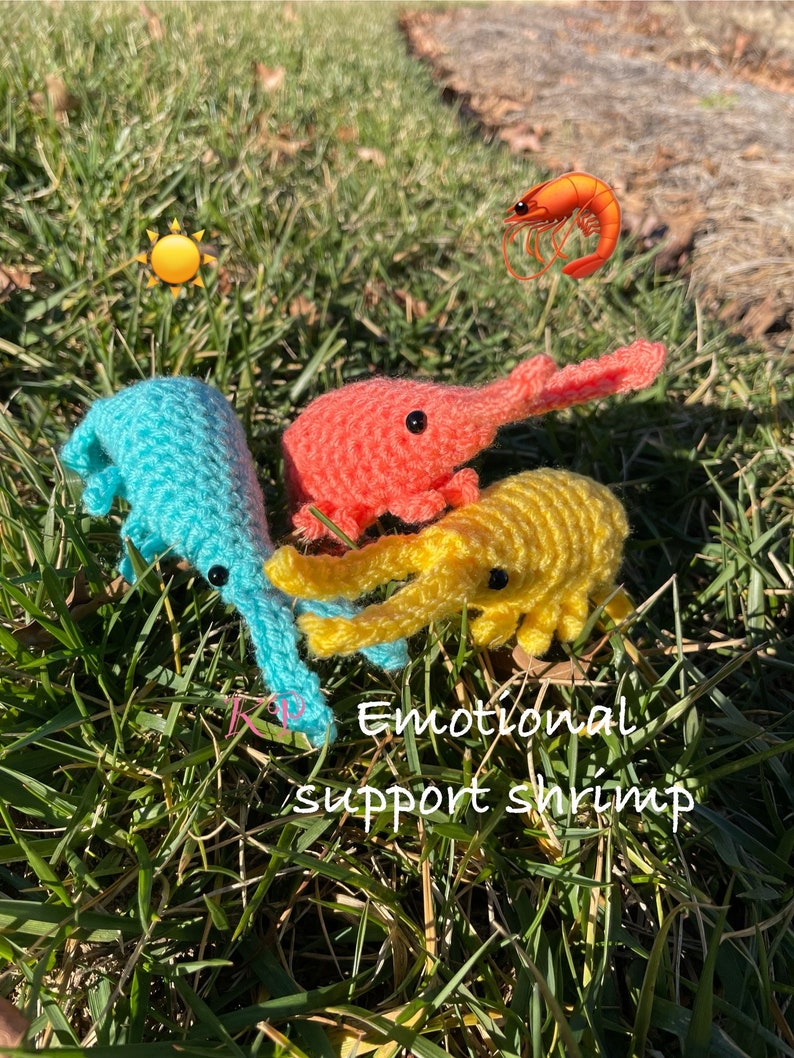 Emotional Support Shrimp | Crochet Animal | Amigurumi Plush | Finished ...