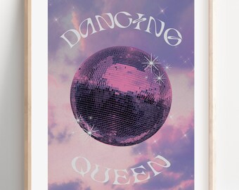 Purple Disco Ball Art Print - Etsy