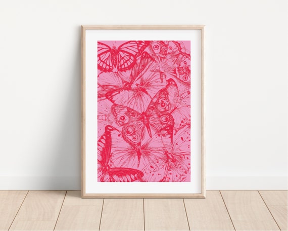 Pink Butterfly Art Print High Quality Print Printable Wall - Etsy
