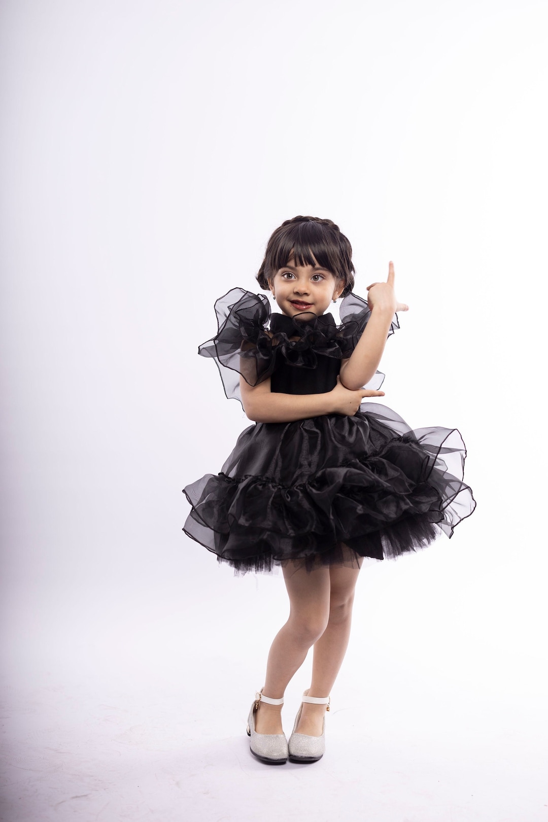Black Gothic Kids Cute Birthday Costume Dress, Girls Toddler Black ...