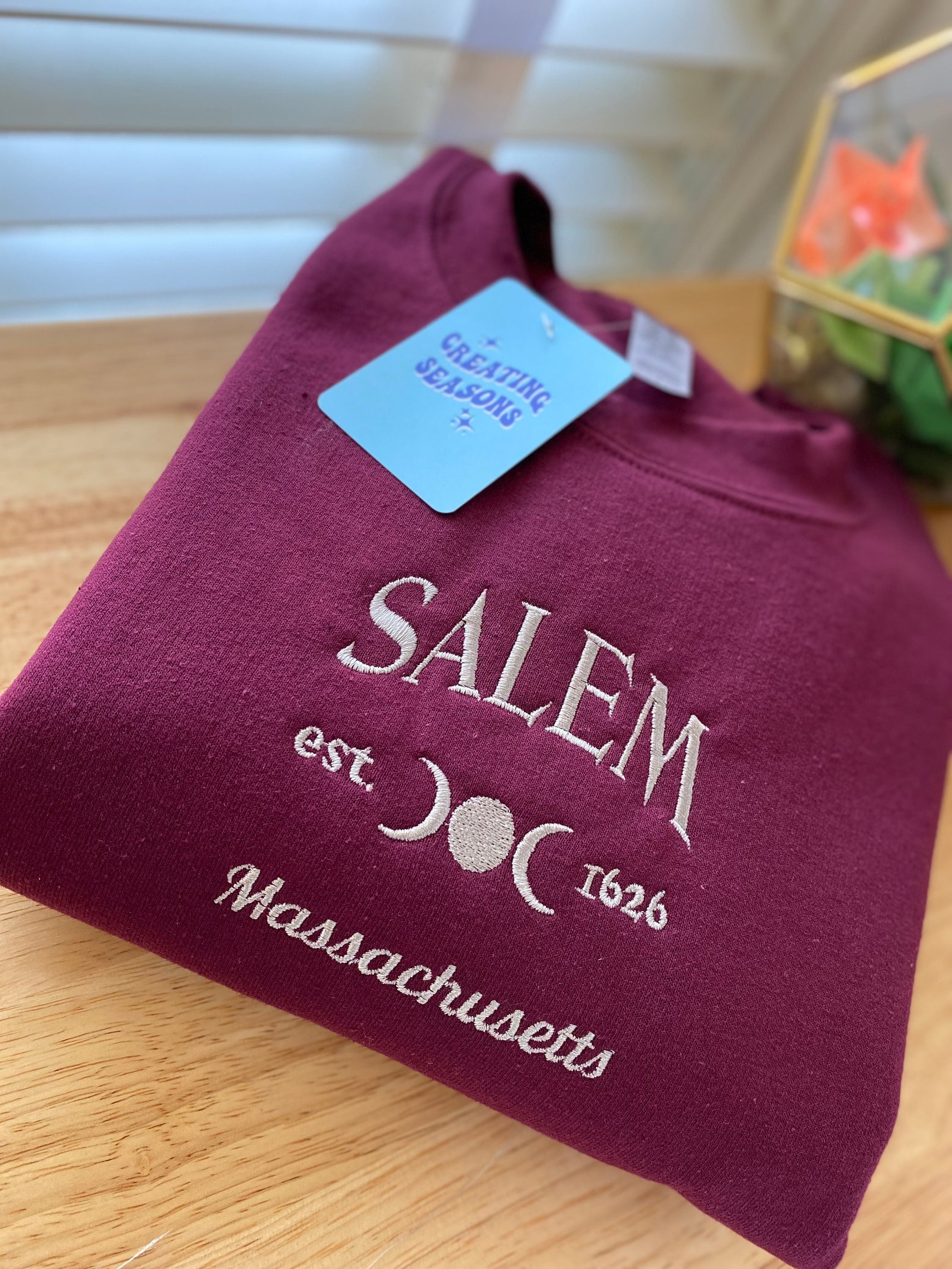 Salem Massachusetts Embroidered Sweatshirt Fall Sweater - Etsy