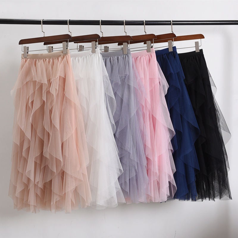 Ruffle Maxi Long Skirt Ruffle Tulle Skirt Tulle Long Skirt - Etsy UK