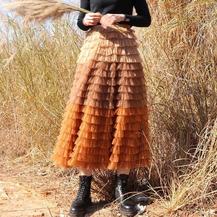 Women Ruffle Long Skirt Women Tulle Full Skirt Women Long - Etsy