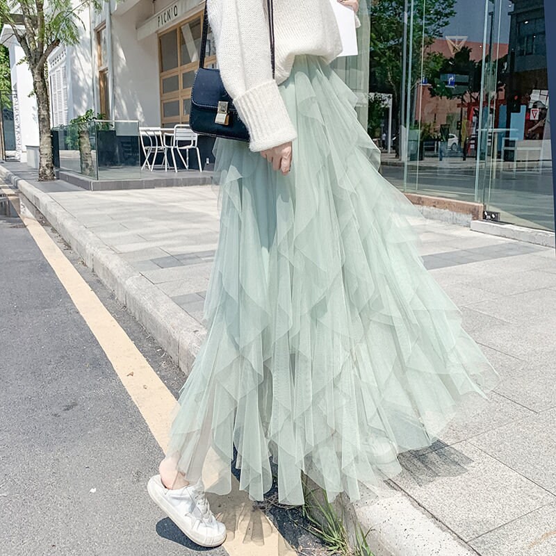Ruffle Maxi Long Skirt Ruffle Tulle Skirt Tulle Long Skirt - Etsy UK