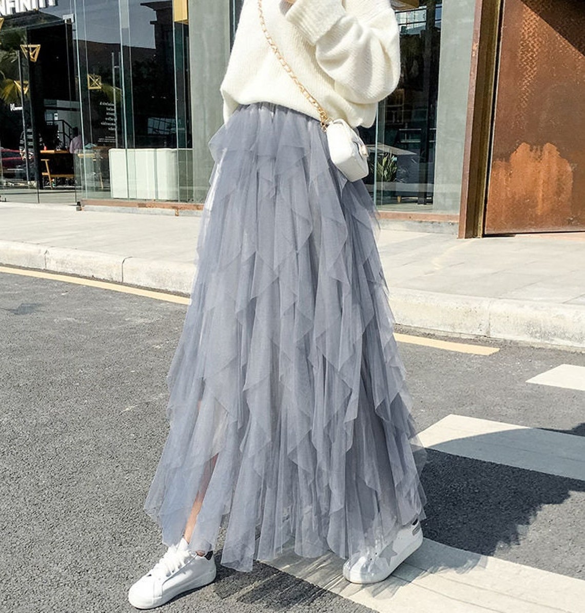 Ruffle Maxi Long Skirt Ruffle Tulle Skirt Tulle Long Skirt - Etsy UK