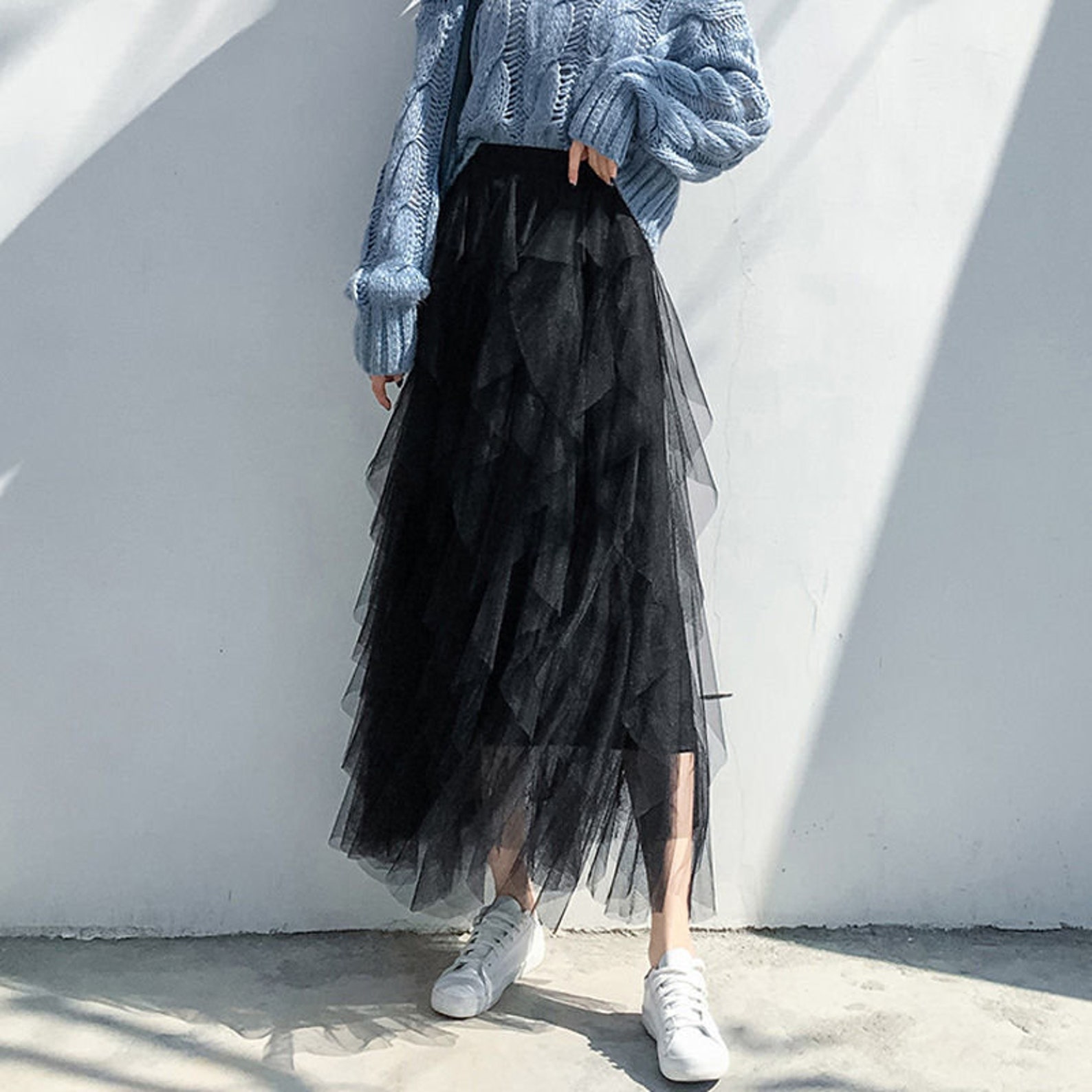 Ruffle Maxi Long Skirt Ruffle Tulle Skirt Tulle Long Skirt - Etsy UK