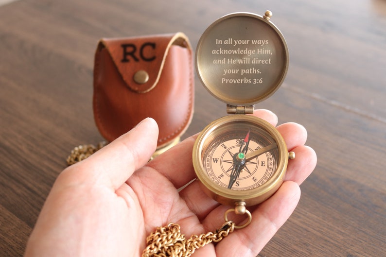 Personalized Brass Compass, Engraved Gift, Boyfriend, Dad - Etsy