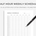 Half Hour Weekly Schedule, Weekly Planner Printable, Week at a Glance ...