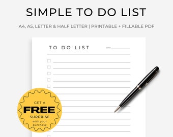 Minimal to Do List Printable, Simple Tasks List Template, Productivity ...