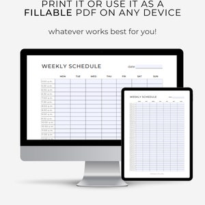 Half Hour Weekly Schedule, Weekly Planner Printable, Week at a Glance ...