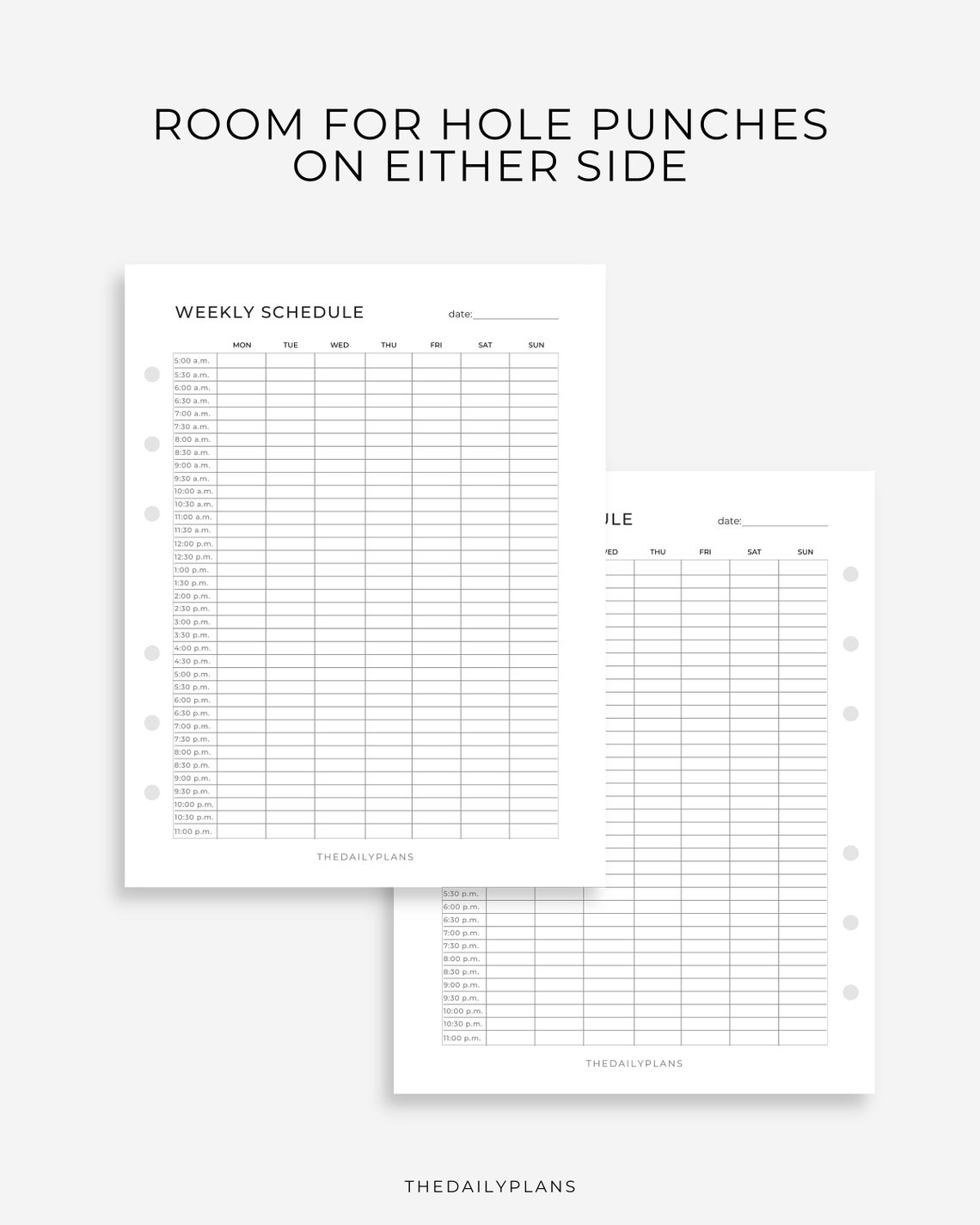 Half Hour Weekly Schedule, Weekly Planner Printable, Week at a Glance ...