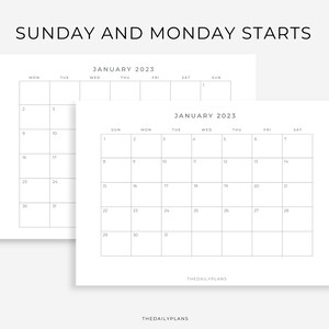 2023 Monthly Calendar Landscape, Printable Calendar Template ...