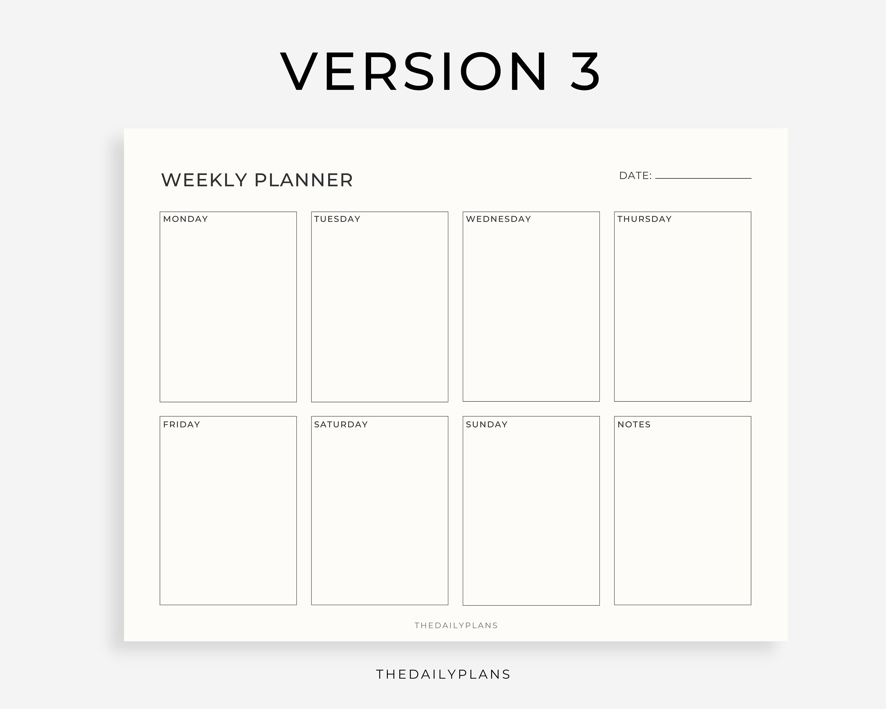 Weekly Planner Printable Landscape, Minimalist Weekly Schedule, Week at ...