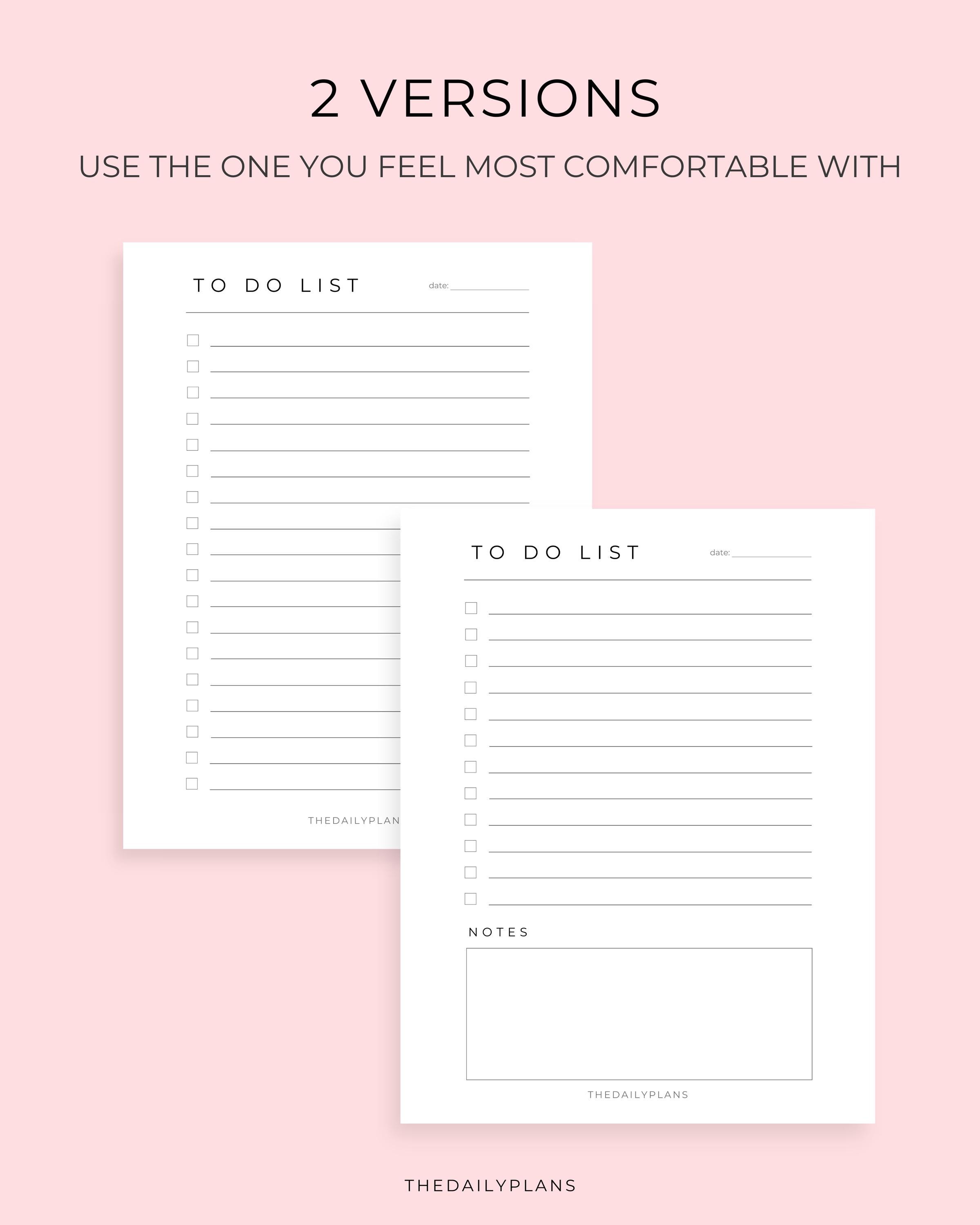 Minimal to Do List Printable, Simple Tasks List Template, Productivity ...