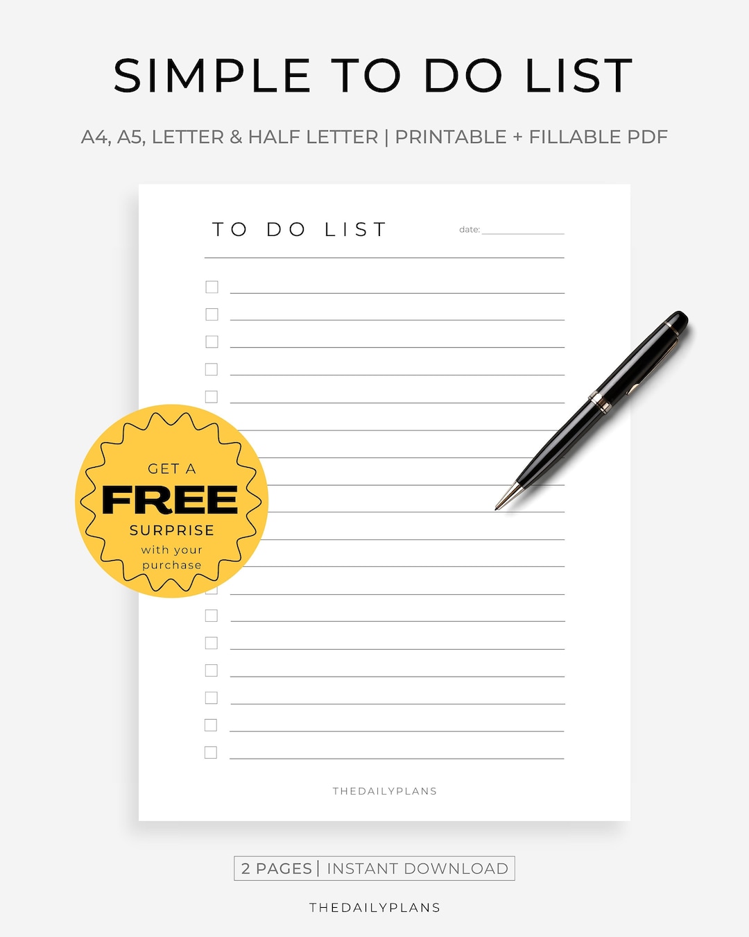 Minimal to Do List Printable Simple Tasks List Template - Etsy