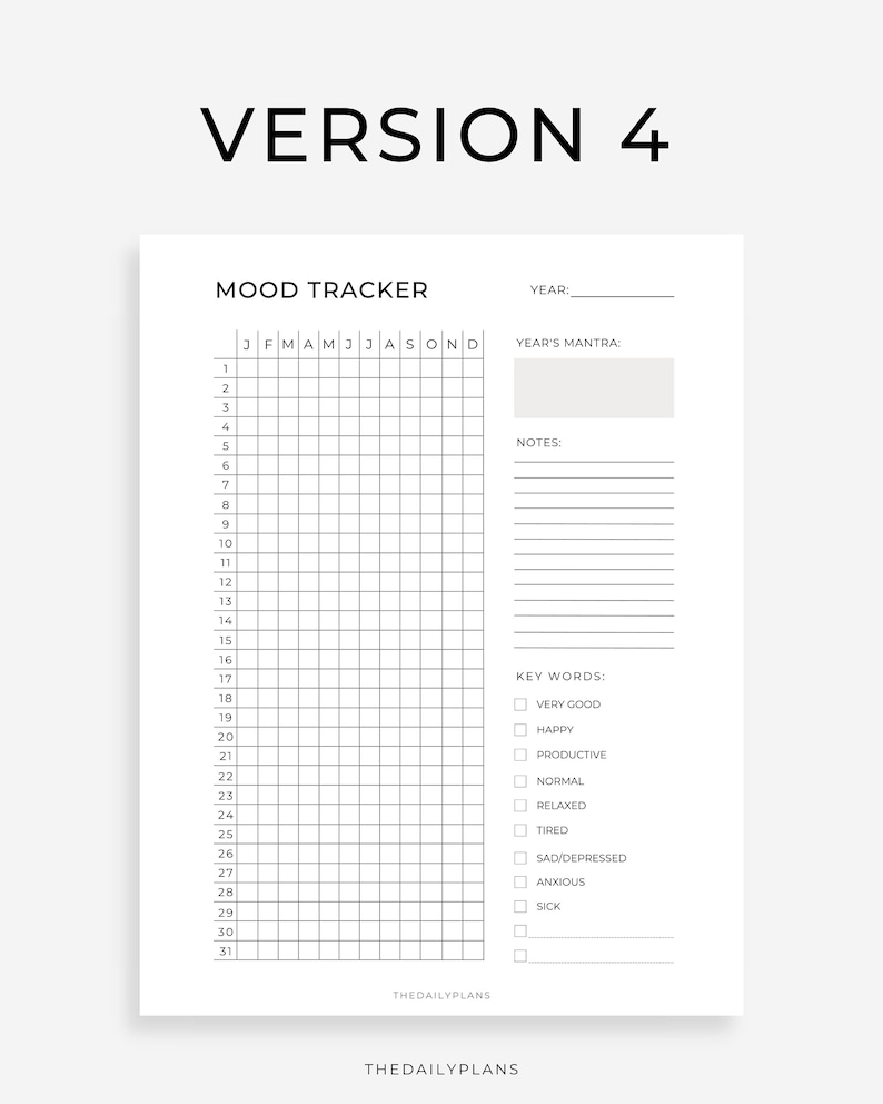 Mood Tracker Printable, Yearly Mood Tracker, Emotions Chart, A4/a5 ...