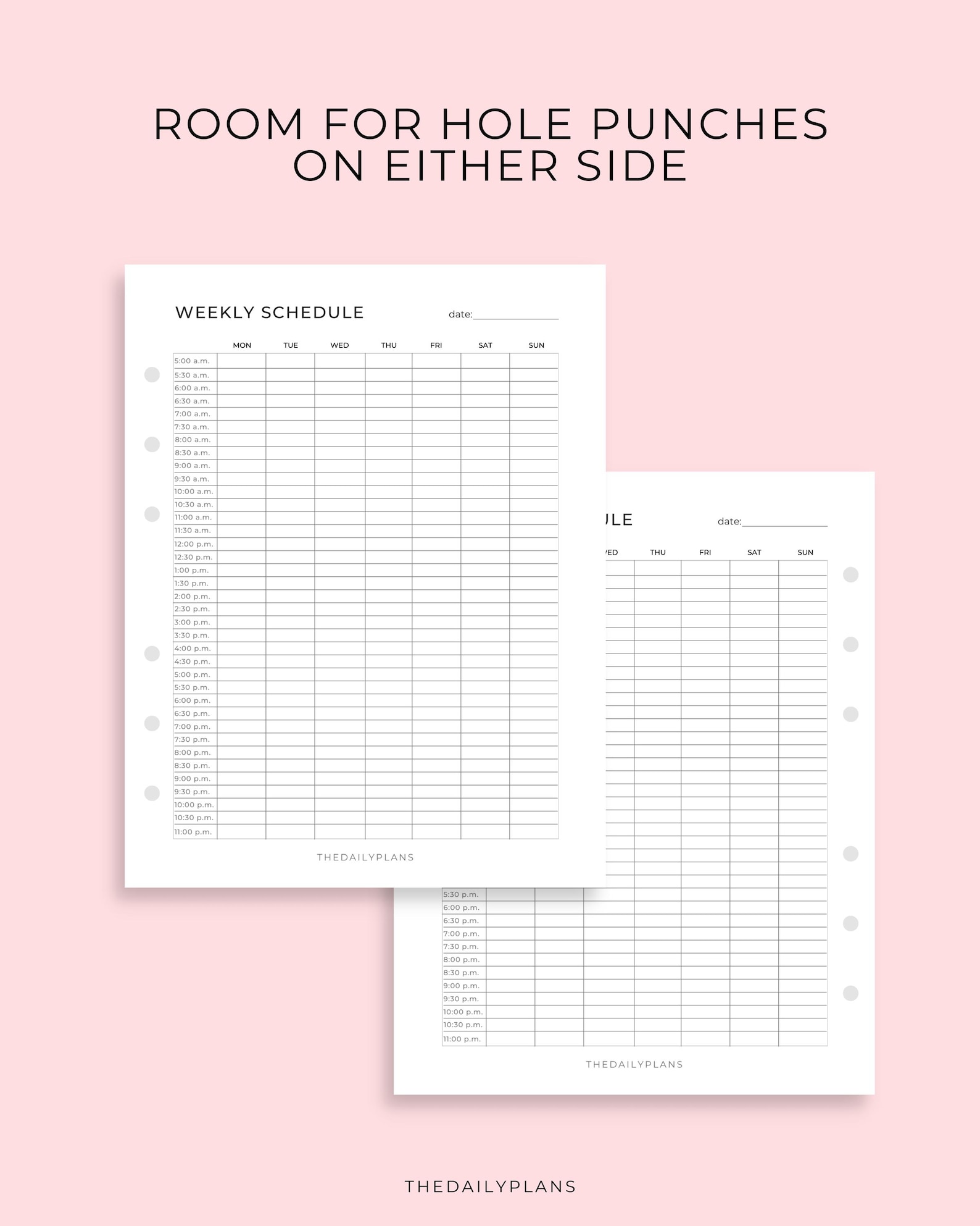 Half Hour Weekly Schedule, Weekly Planner Printable, Week at a Glance ...