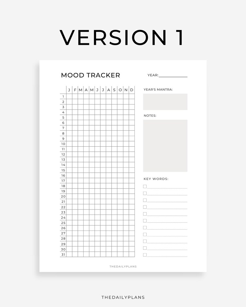 Mood Tracker Printable, Yearly Mood Tracker, Emotions Chart, A4/a5 ...