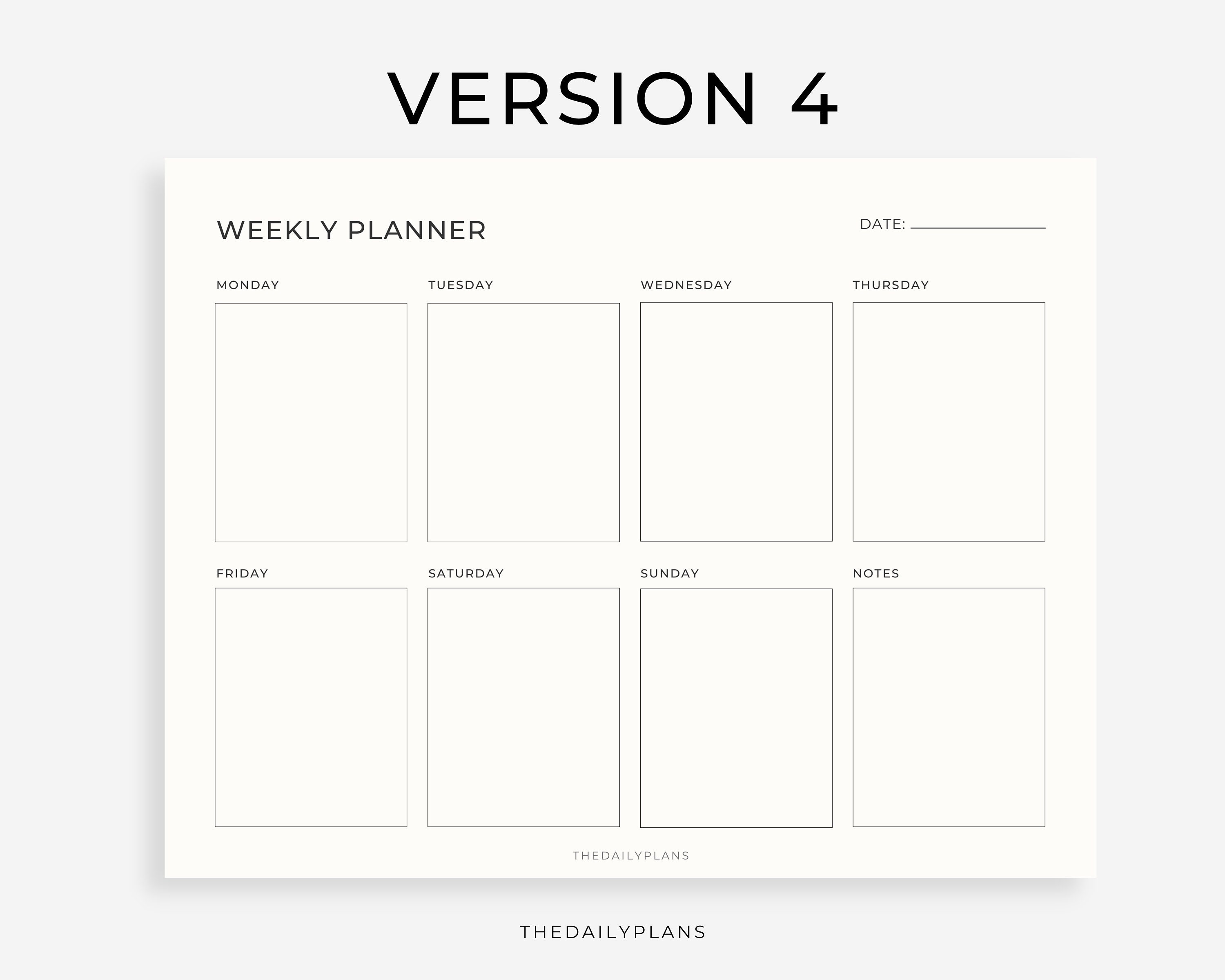 Weekly Planner Printable Landscape, Minimalist Weekly Schedule, Week at ...