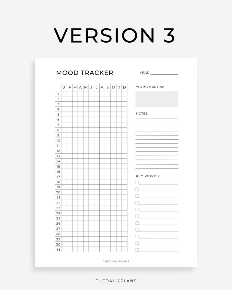 Mood Tracker Printable, Yearly Mood Tracker, Emotions Chart, A4/a5 ...