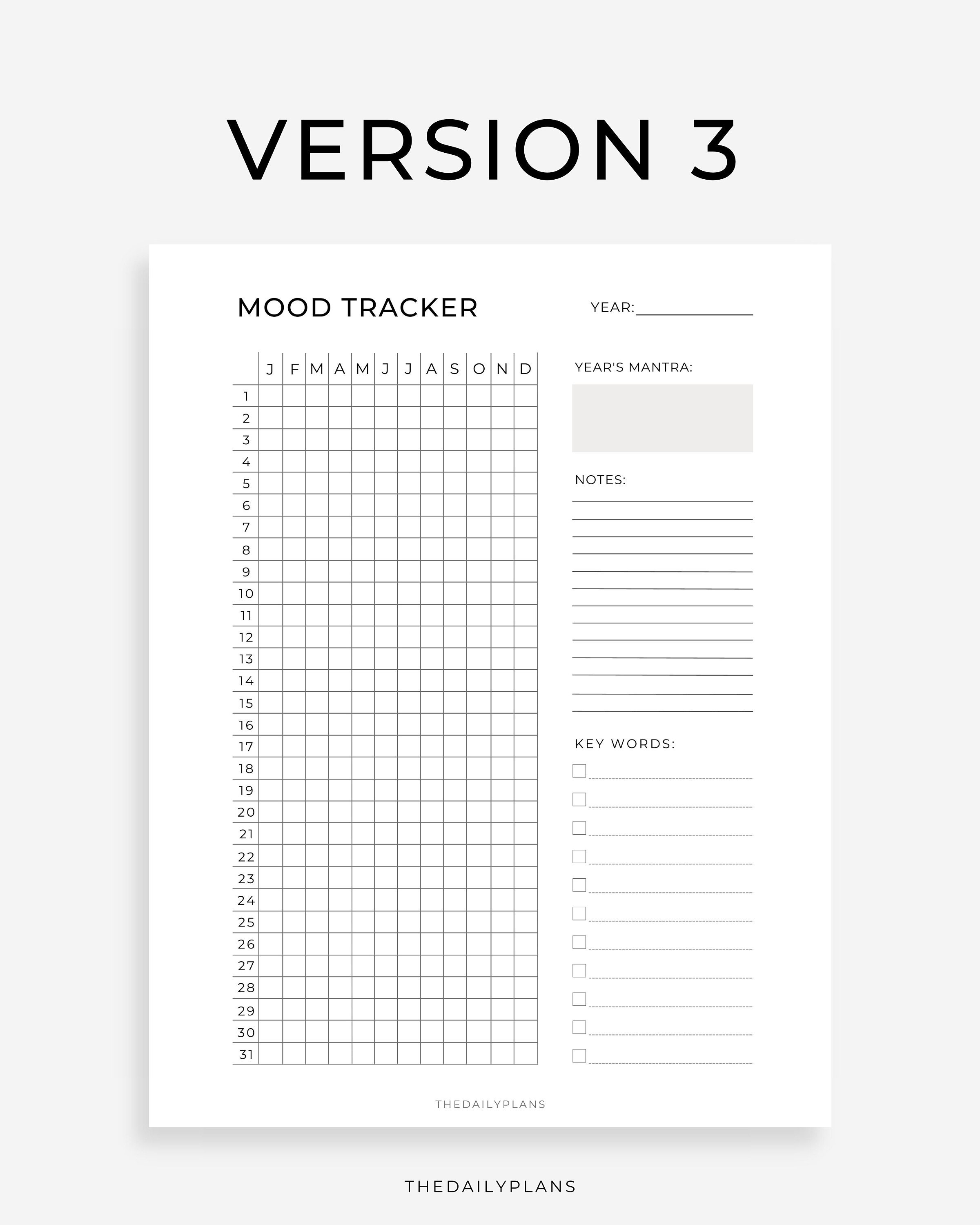Mood Tracker Printable, Yearly Mood Tracker, Emotions Chart, A4/a5 ...