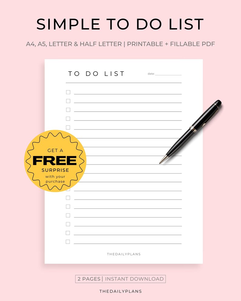 Minimal to Do List Printable, Simple Tasks List Template, Productivity ...
