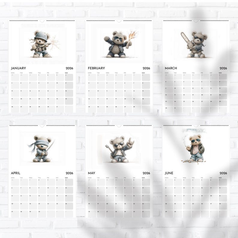 Bad Bears | Wall Calendar 2026 | Teddy Bear Calendar | Fun Gift | EU/UK ...