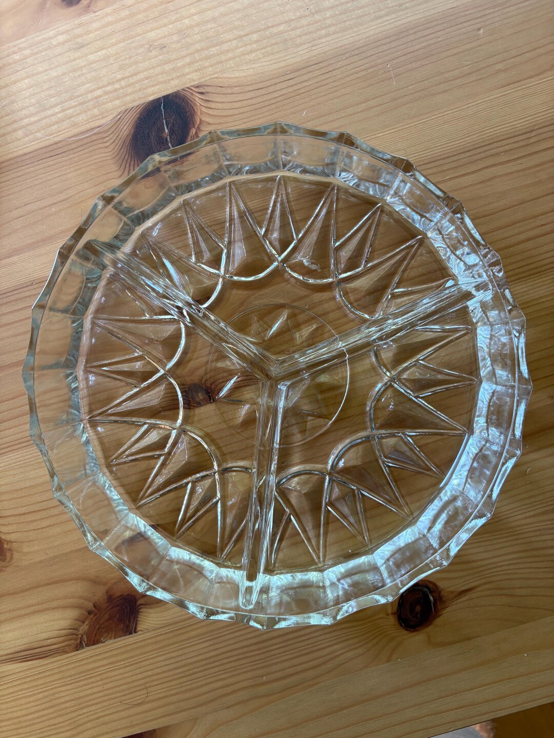 Vintage Crystal Relish Tray Plate Made in Romania - Etsy