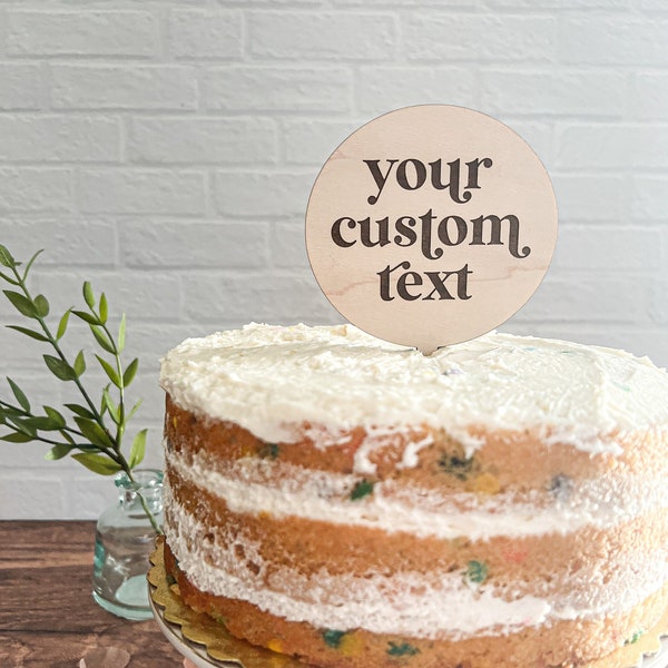 Wooden Circle Cake Topper - Etsy