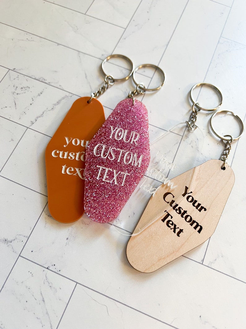 Custom Text Keychain Stocking Stuffer Acrylic Hotel Keychain - Etsy