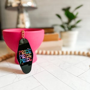 Rainbow Pride Hotel Keychains Choose Your Design LGBTQ Support Motel Keyring - Etsy