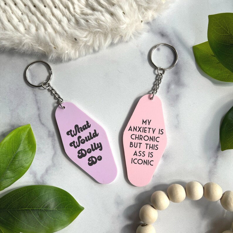 Funny Custom Keychains Trendy Unique Motel Keyring Choose - Etsy