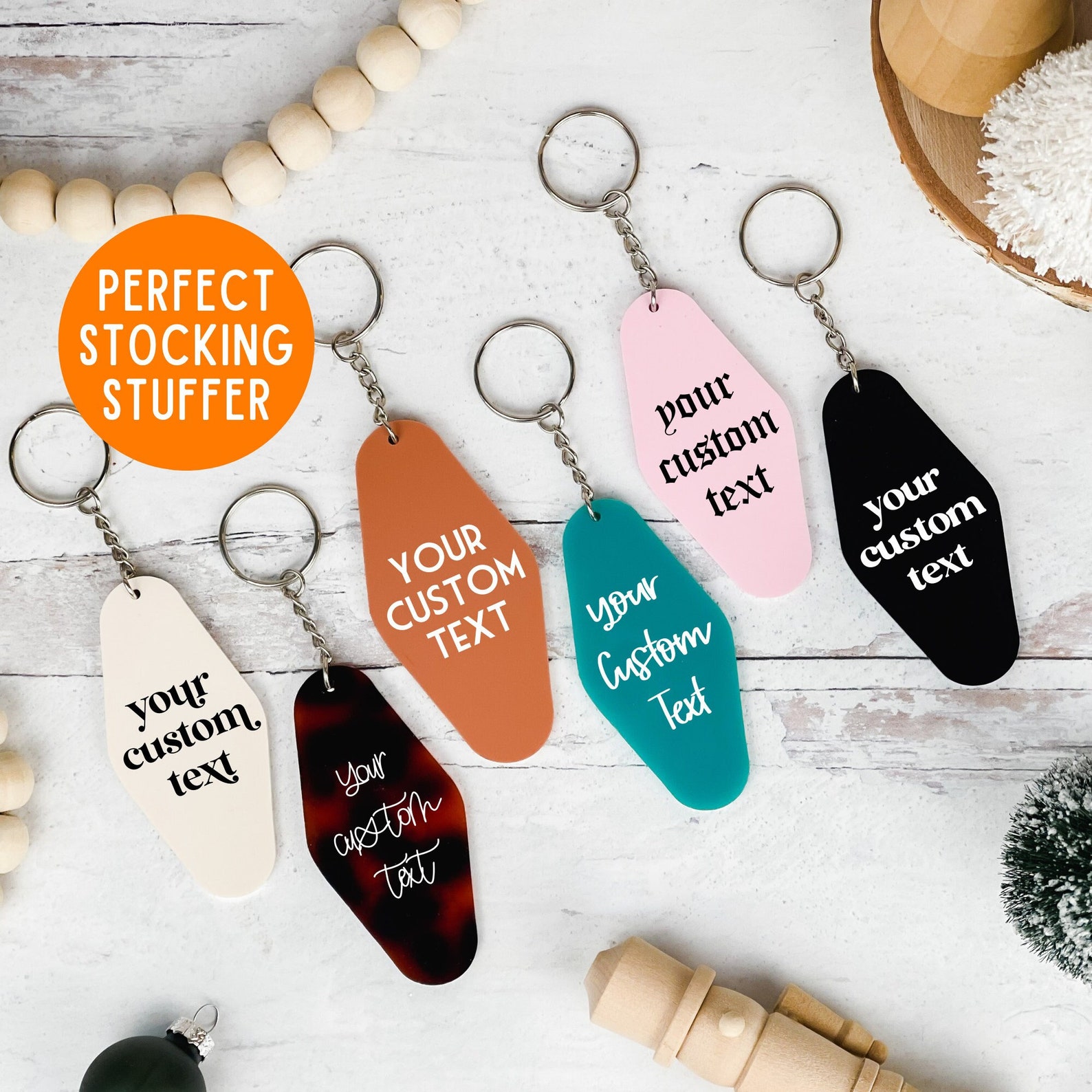 Custom Text Keychain Stocking Stuffer Acrylic Hotel Keychain - Etsy