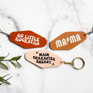 Funny Custom Keychains Trendy Unique Motel Keyring Choose Your Color ...
