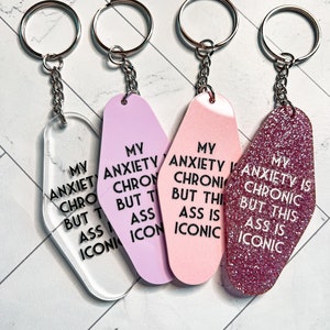 Funny Custom Keychains Trendy Unique Motel Keyring Choose Your Color ...