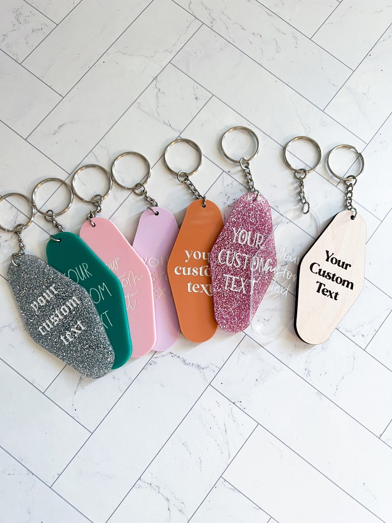 Custom Text Keychain Stocking Stuffer Acrylic Hotel Keychain - Etsy