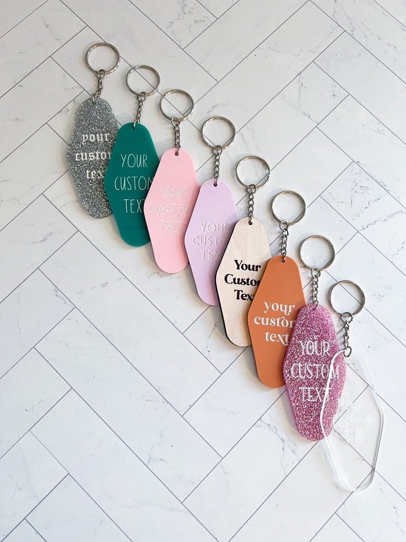 Custom Text Keychain Stocking Stuffer Acrylic Hotel Keychain - Etsy