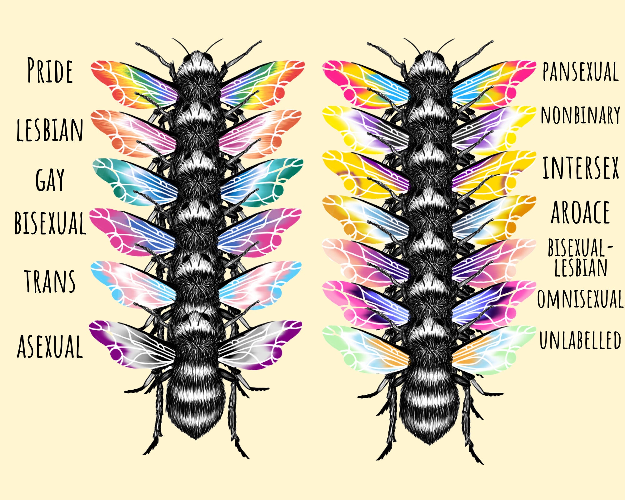 LGBT Bee Stickers Lgbt Pride Month Rainbow Sticker Bees - Etsy