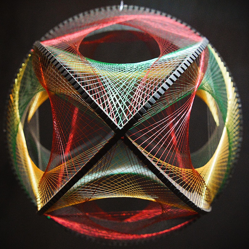 3D String Art Sphere Kit • Geometric Sculpture Craft Frame (MDF ...