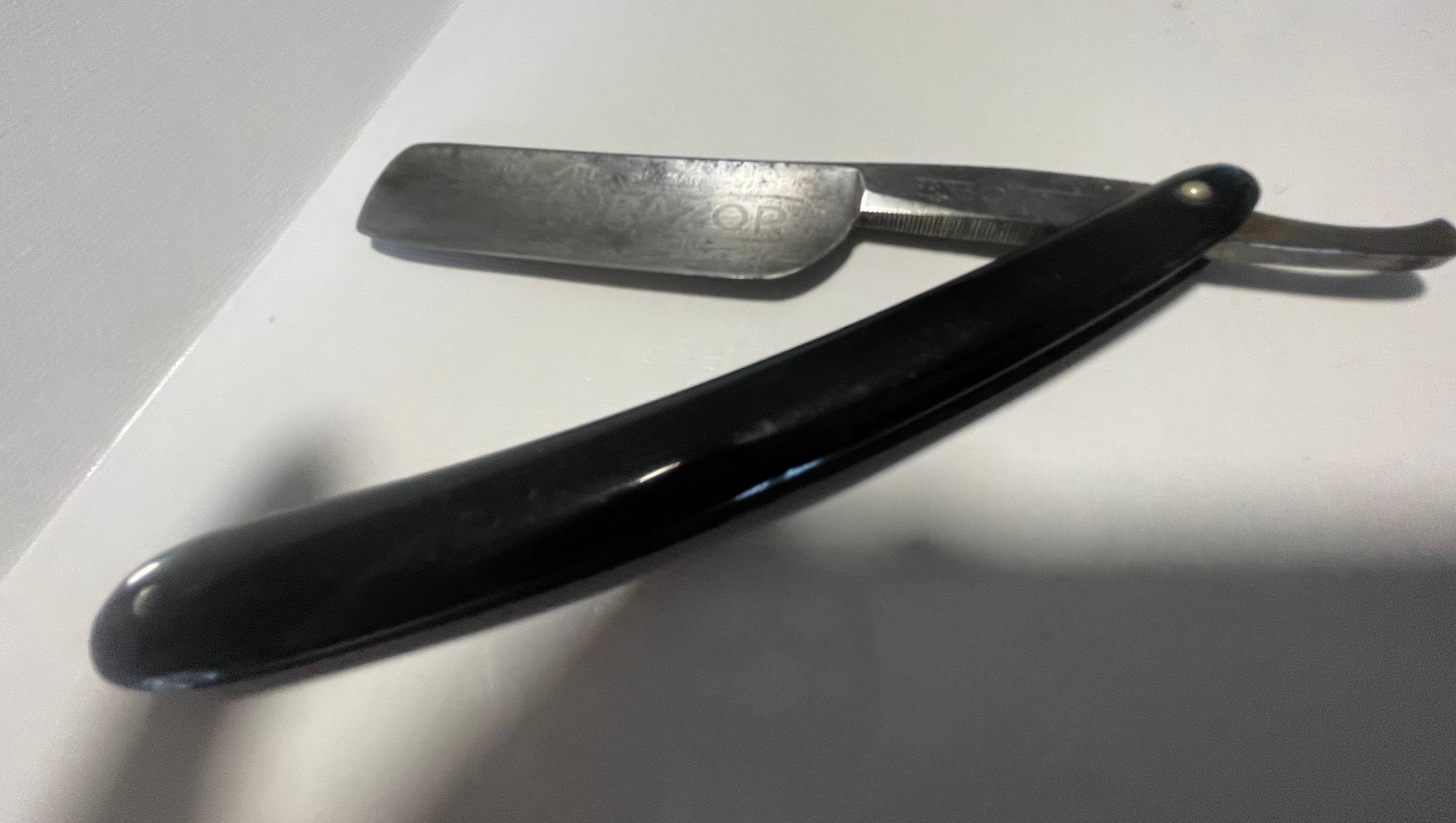 Four Antique Straight Razors in Leather Wrap - Etsy