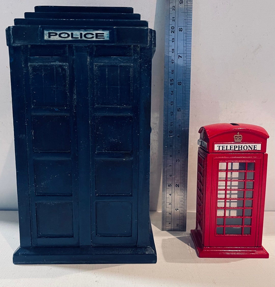 Two Phone Box Money Boxes: a Police Box (dr Who Style) and a Classic ...